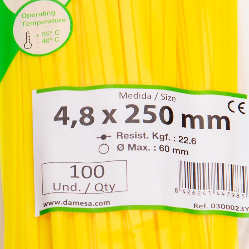 Set 100 coliere plastic 250x4.8mm, galbene, 300023Y Damesa - eMAG.ro