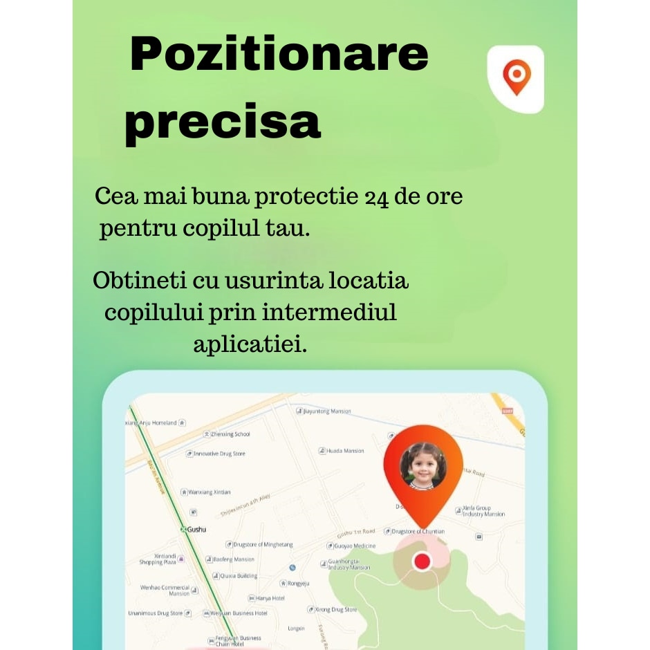 Ceas smartwatch pentru copii, slot cartela SIM, 4G, cu GPS, buton SOS ...