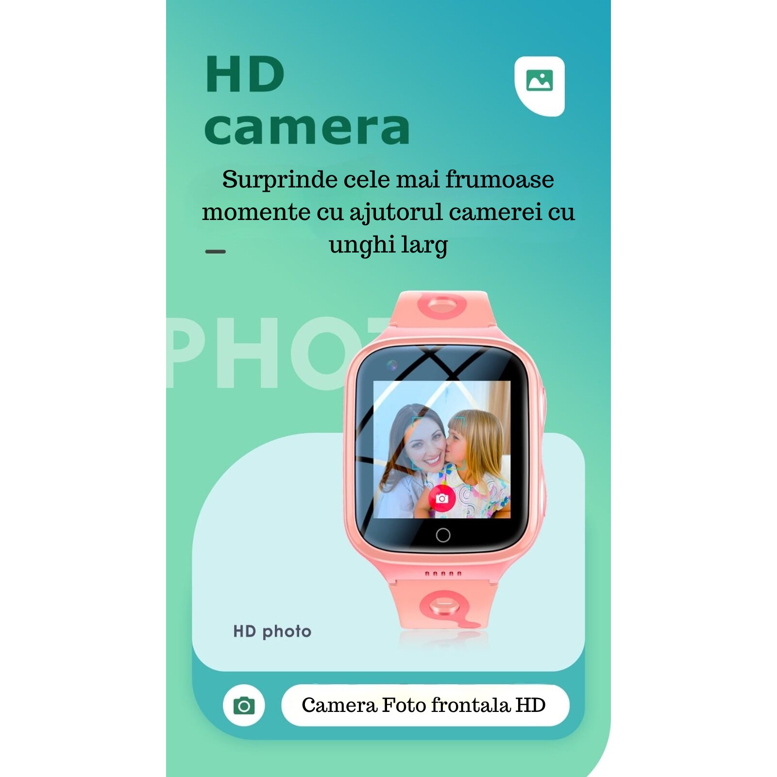 Ceas smartwatch pentru copii, slot cartela SIM, 4G, cu GPS, buton SOS ...