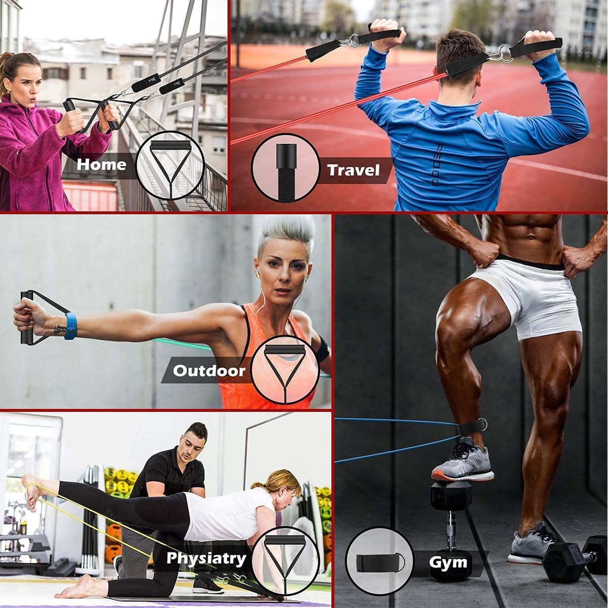 Set antrenament extensor cu 11 accesorii, Daladen, 5 benzi tubulare ...