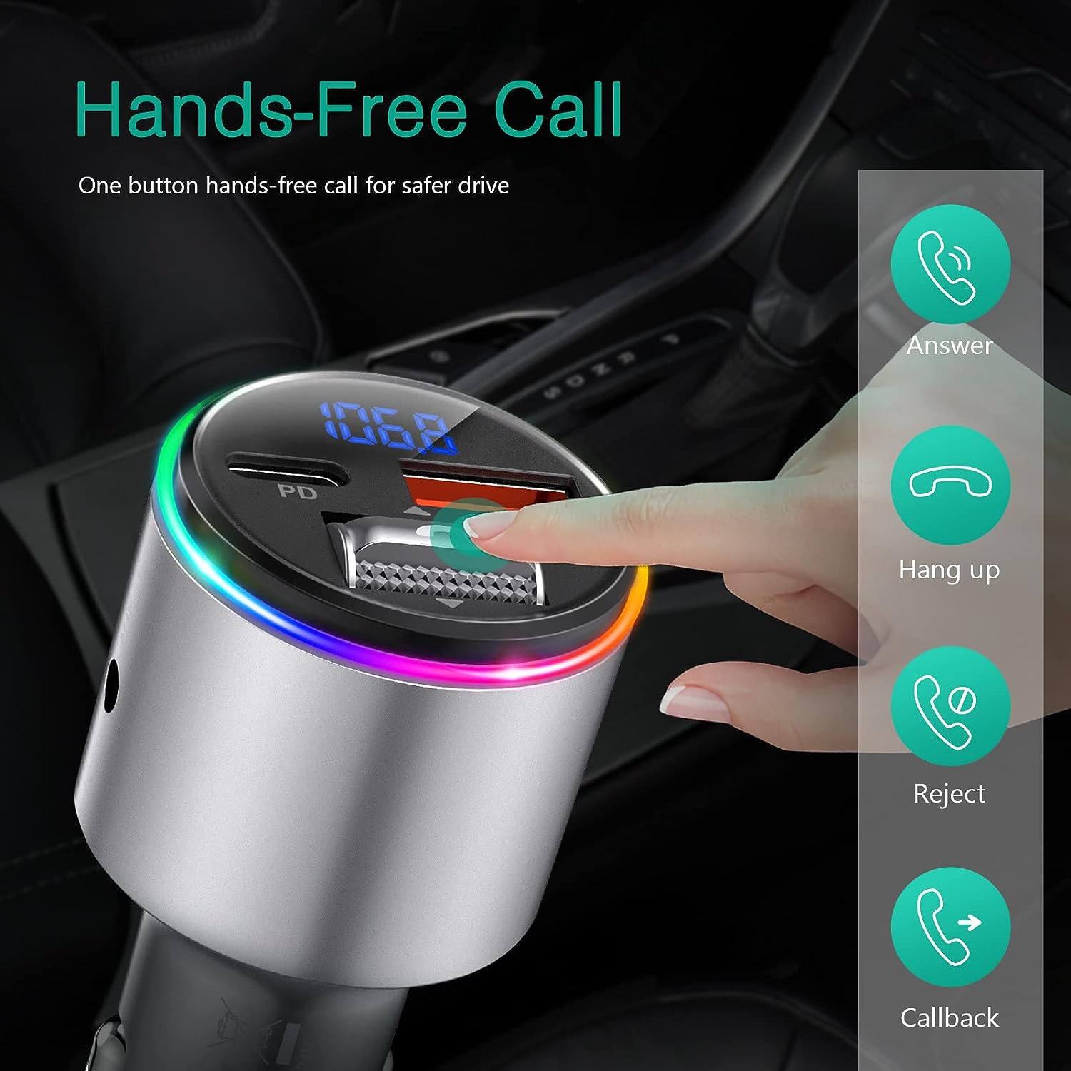 Modulator FM Auto cu Bluetooth 5.1, functie incarcator auto cu ...