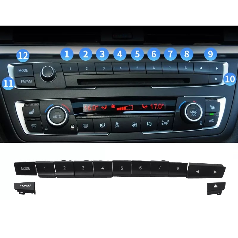 Set 12 Butoane Consola Radio Cd Dedicat Bmw F20 F21 F22 F23 F30 F31 F32