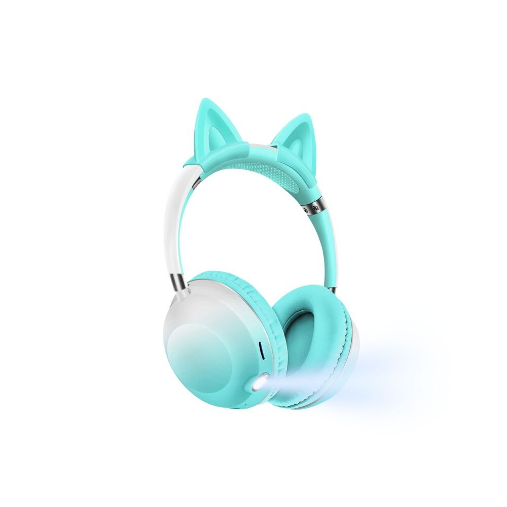 Casti Over Ear, Model Cat Ear Gradient Color, Led Light, Wireless ...