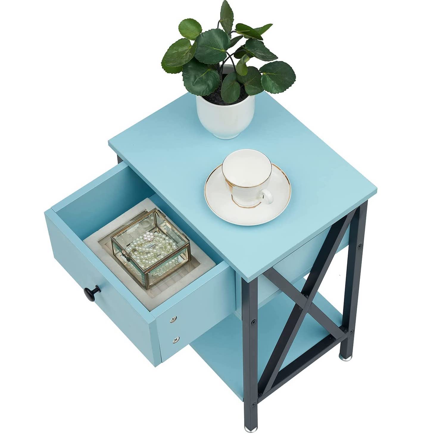 Set 2 x Noptiera Colorata Vervo Albastru Deschis 30 x 40 x 55 cm ...