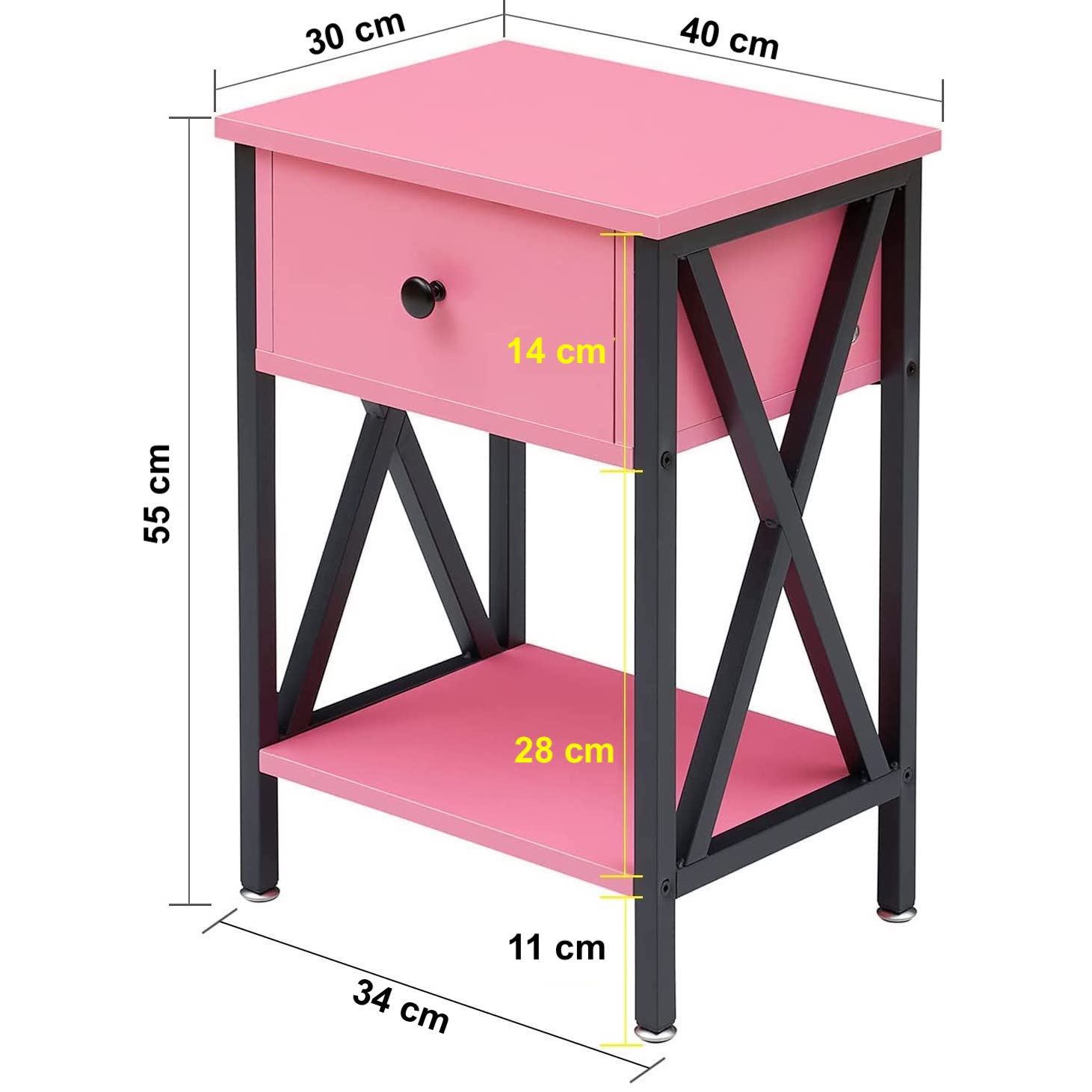Set 2 x Noptiera Roz Vervo 30 x 40 x 55 cm - Design Vintage si ...