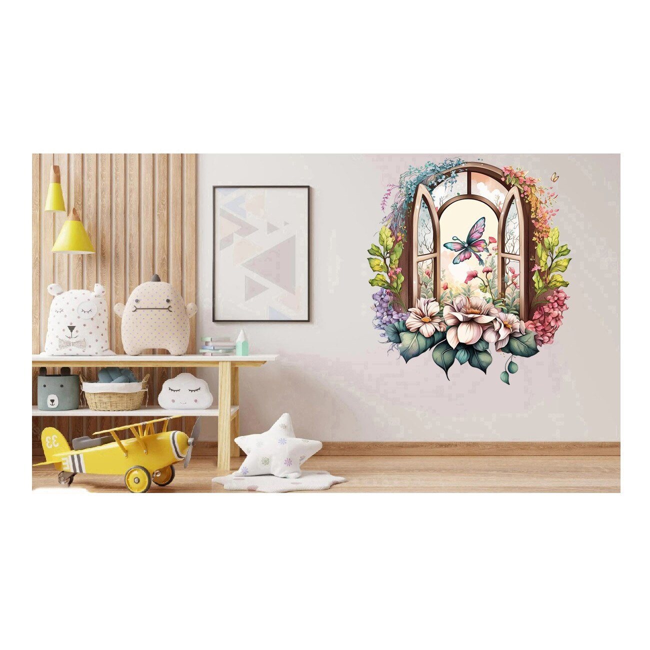 Sticker decorativ, Fereastra cu Flori, Roz, 67 cm, 8372ST-3 - eMAG.ro