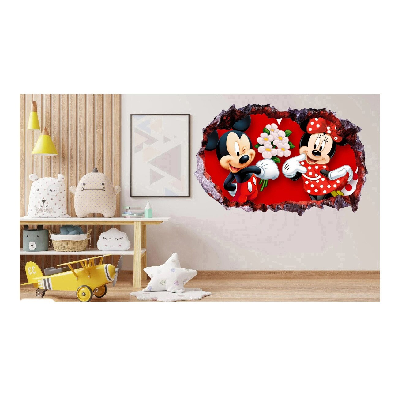 Sticker decorativ, Mickey si Minnie, Rosu, 85 cm, 8732ST-2 - eMAG.ro