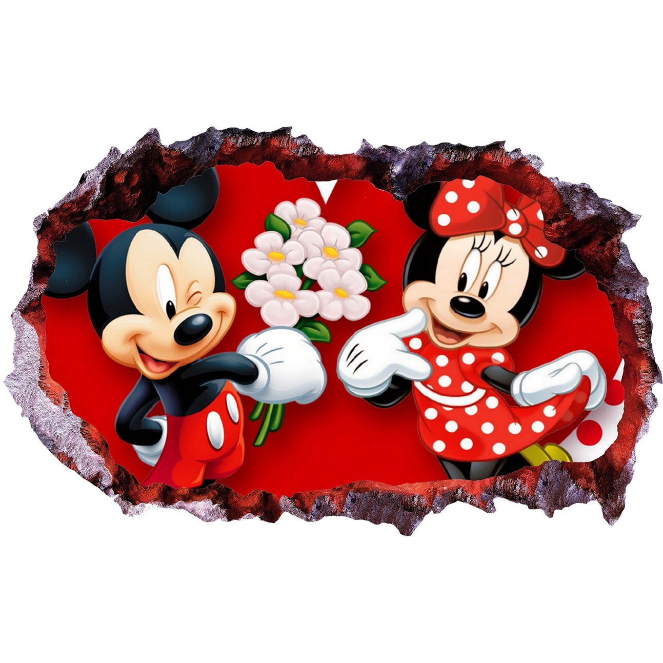 Sticker decorativ, Mickey si Minnie, Rosu, 85 cm, 8732ST-2 - eMAG.ro
