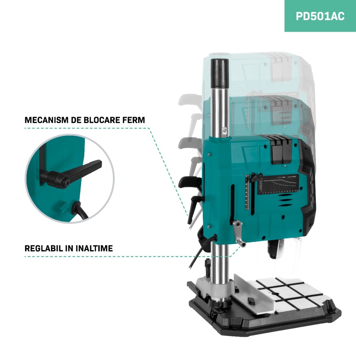 Masina de gaurit cu coloana VONROC PD501AC, putere 900W, panou de ...