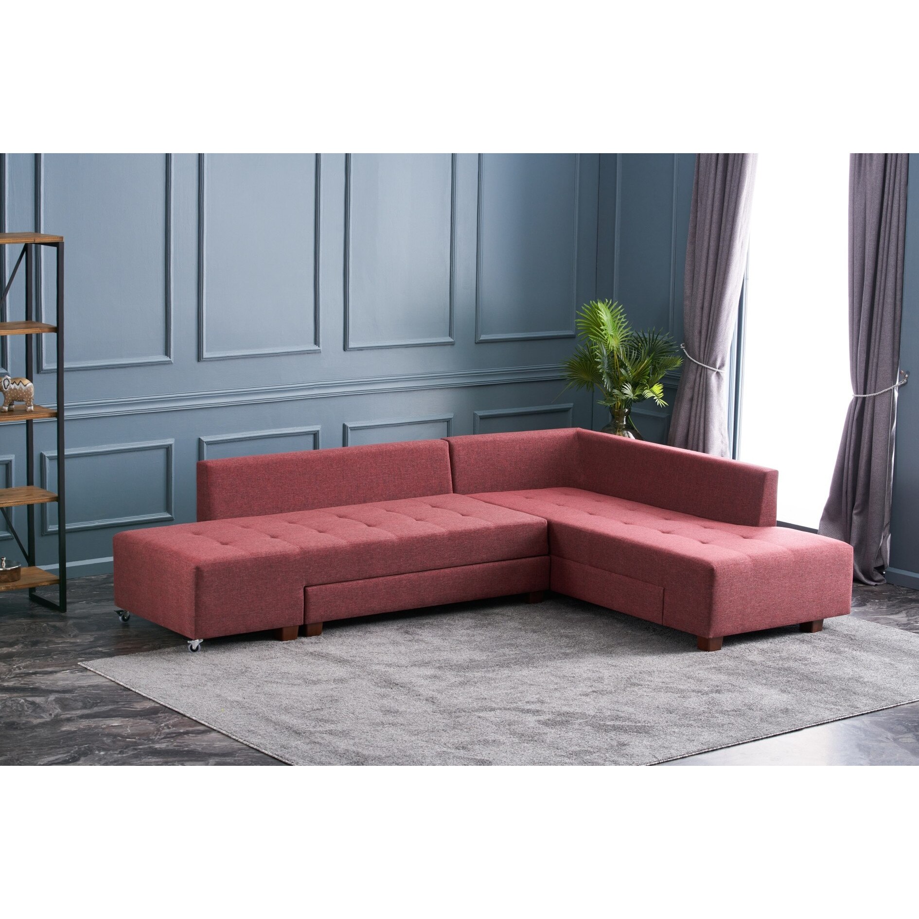 Coltar Extensibil Asi Home Manama, Rosu Bordo, 280X85X206cm - eMAG.ro