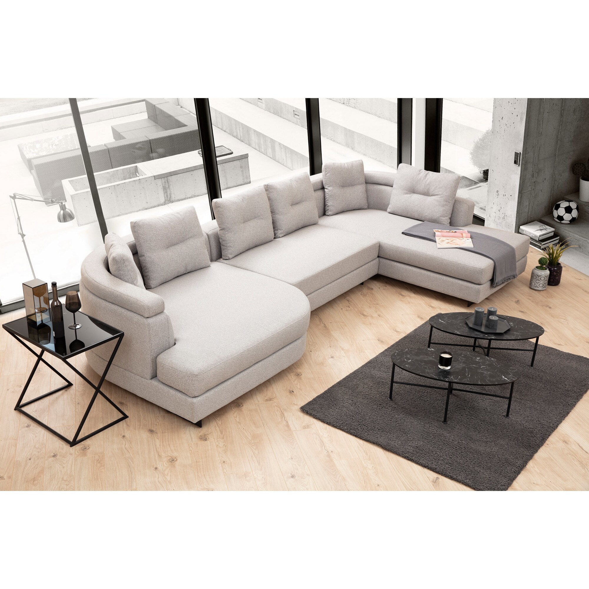 Coltar Asi Home Padova 2, Light Grey, 140 x 385 x 200 X70X100cm - eMAG.ro