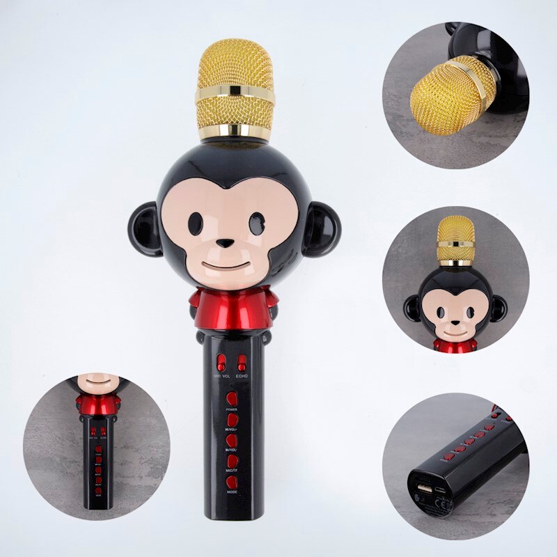 Microfon Bluetooth Maxlife cu difuzor Animal MX-100, karaoke negru ...