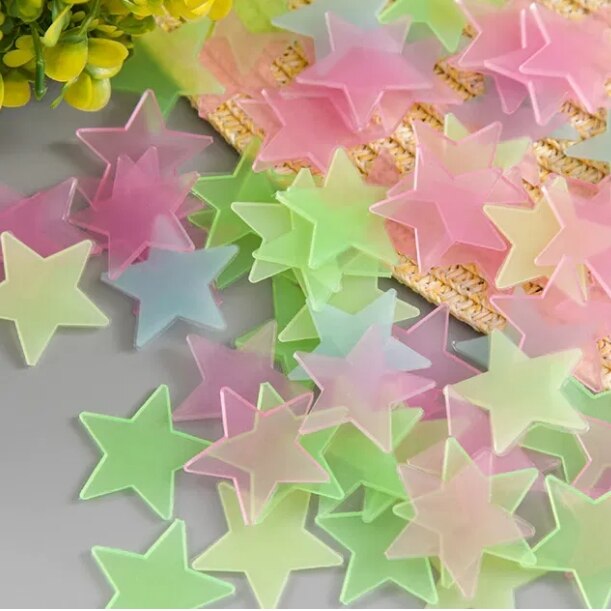 Set 100 Stelute fosforescente, autoadezive, copii, multicolore, 3cm ...