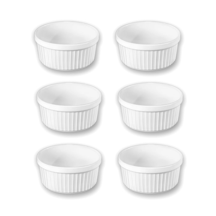 Set 6 ramekin 9x4 cm, Wilmax England, Portelan, Alb - eMAG.ro