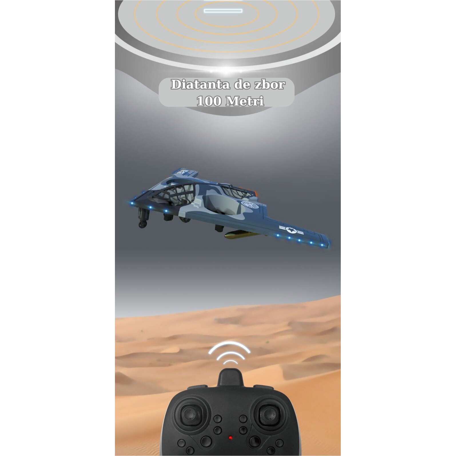 Avion tip Drona, quadcopter, Bombardier EO-26, pentru copii 9-14+, cu ...