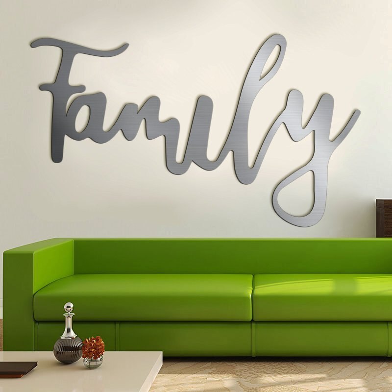 Метална декорация за стена Printworx, Family надпис, 64 x 37 см ...