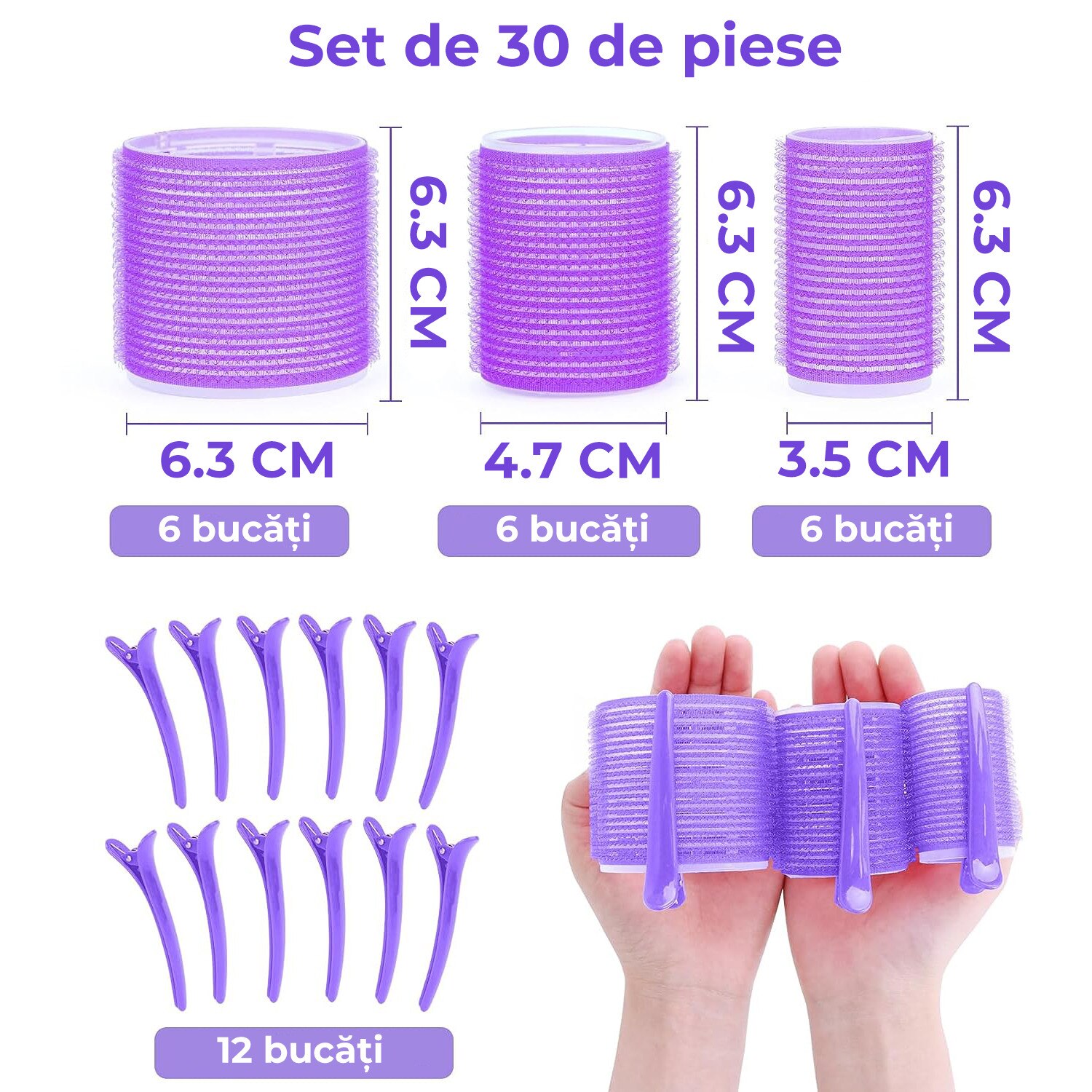 Bigudiuri profesionale de par cu arici pentru coafura perfecta, volum ...