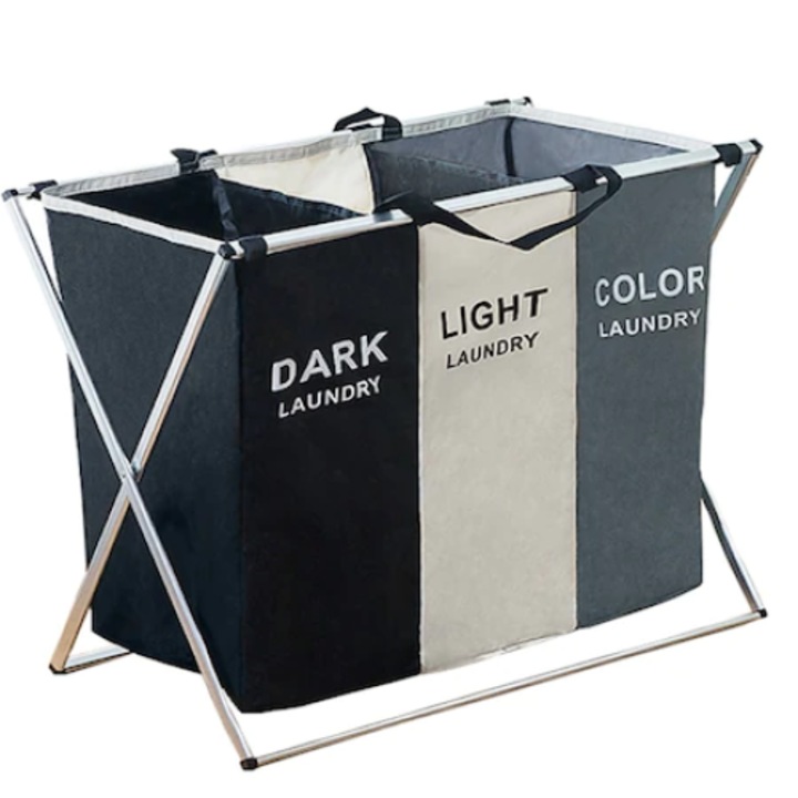 Cos de rufe, din material textil si cadru de aluminiu, cu 3 ...