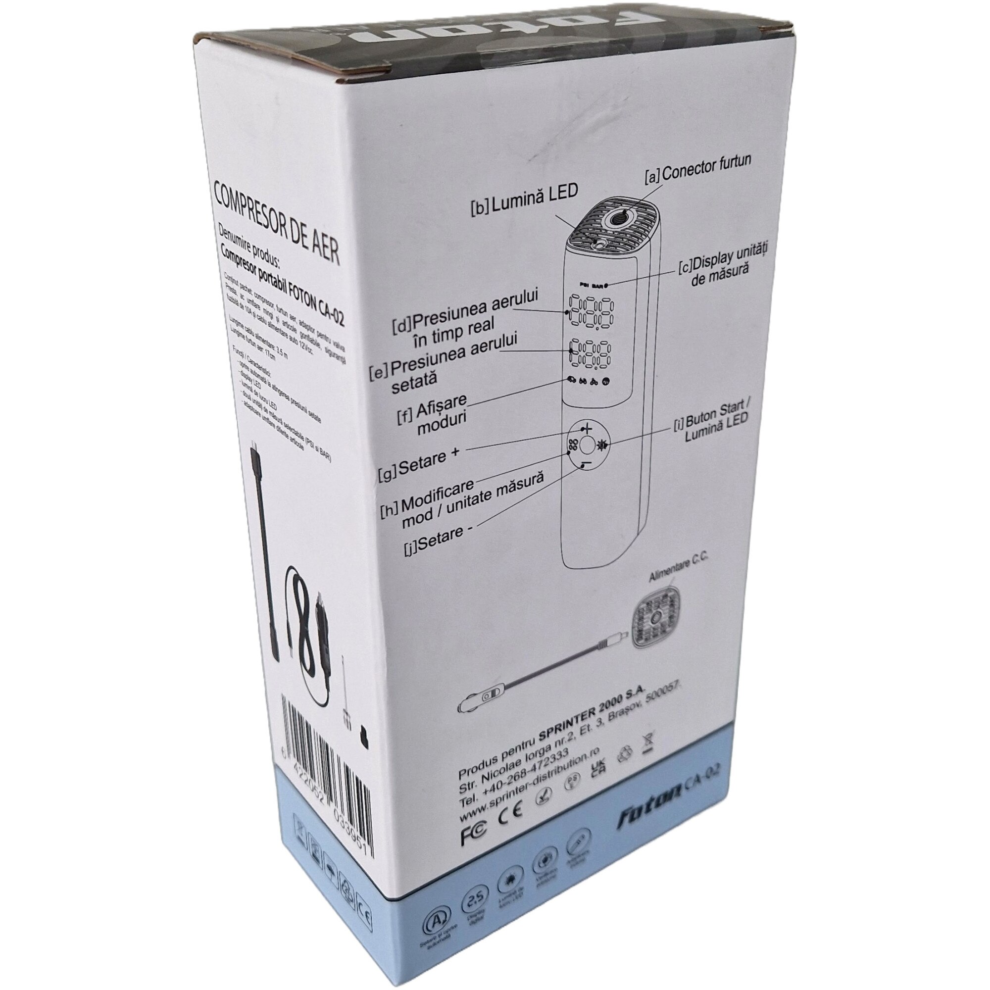 Компресор Foton CA-02, автоматичен, 12V/24V, 10bar, С дисплей и led ...