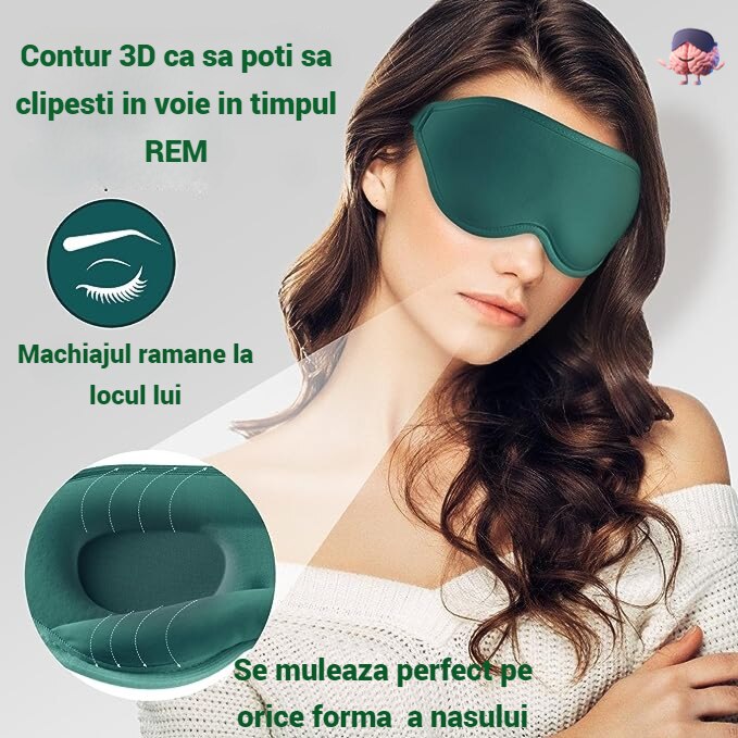 Masca pentru somn 3D spuma memorie, blocheaza Total lumina, protectie ...