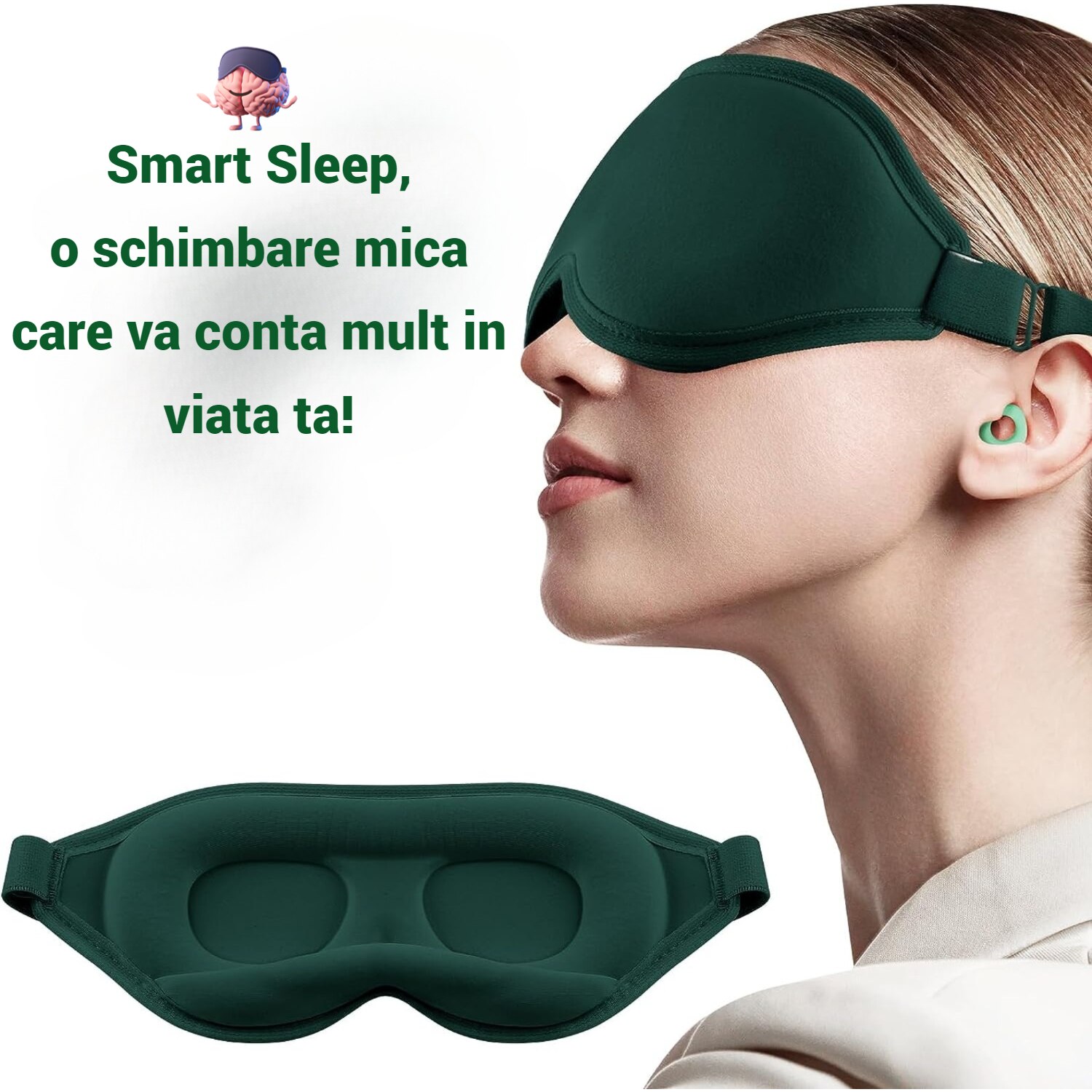 Masca pentru somn 3D spuma memorie, blocheaza Total lumina, protectie ...