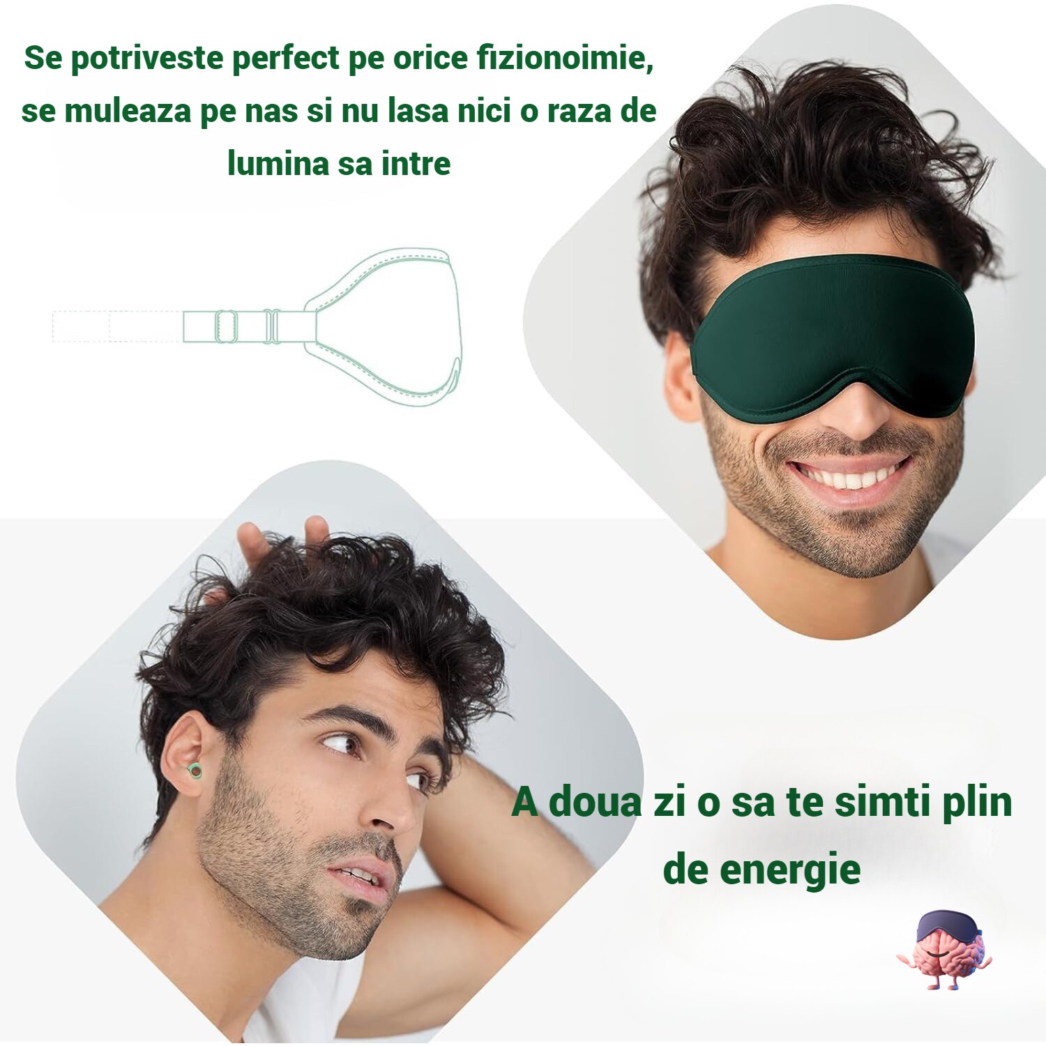 Masca pentru somn 3D spuma memorie, blocheaza Total lumina, protectie ...