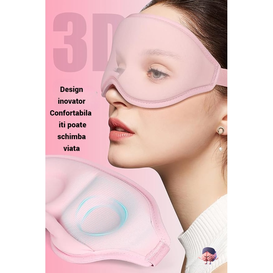 Masca pentru somn 3D spuma memorie, blocheaza Total lumina, protectie ...