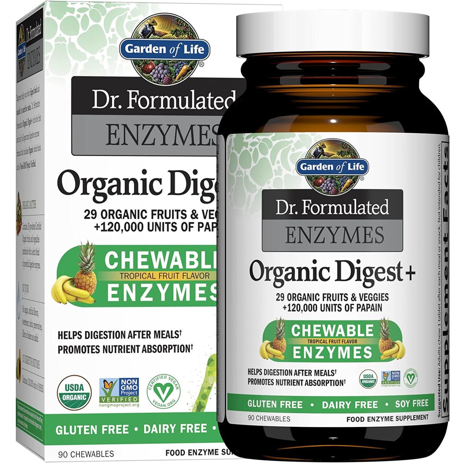 Organic Digest+, Garden of Life, Dr. Formulat Enzimes, Cu aroma de ...