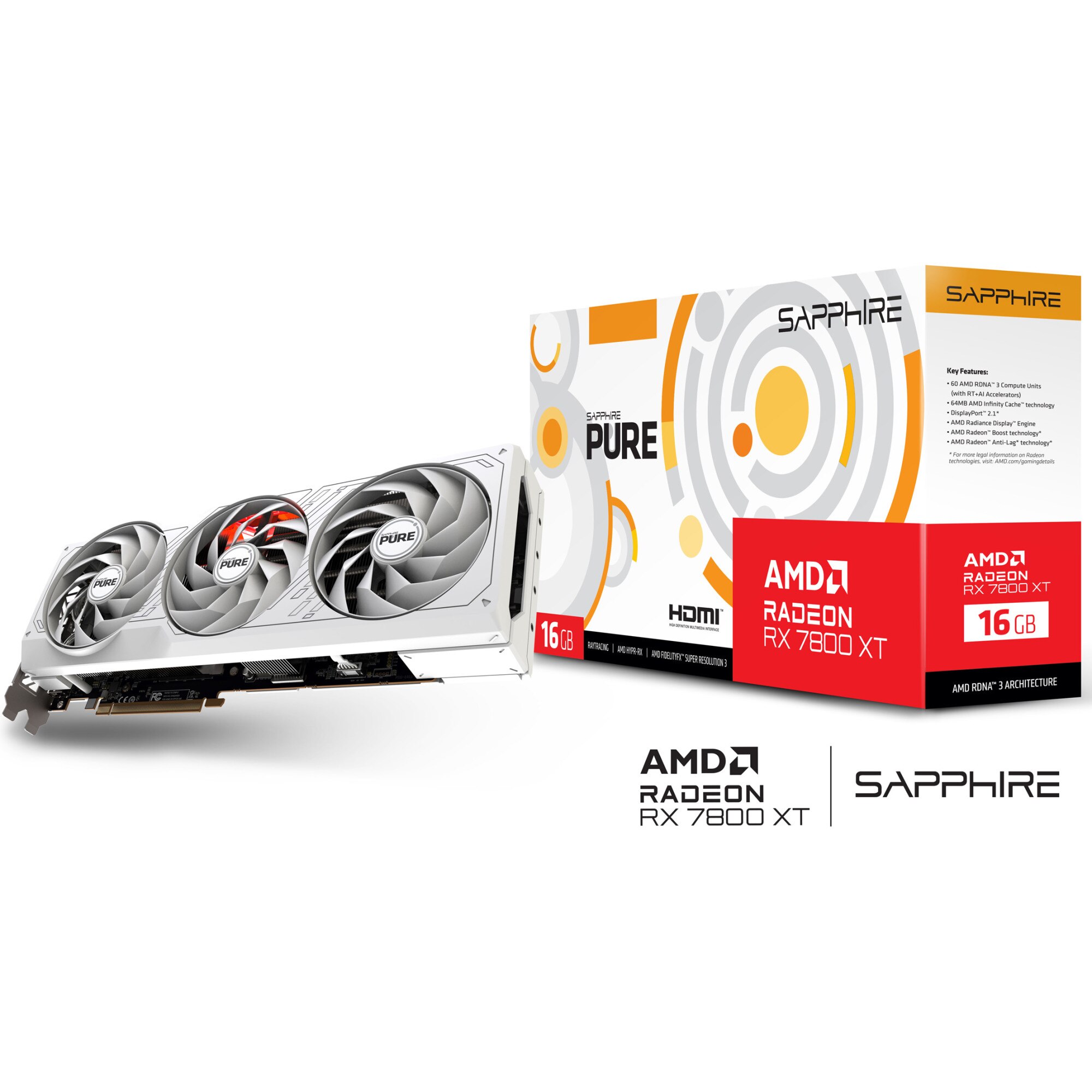 Видеокарта Sapphire Radeon RX 7800 XT Pure, 16GB GDDR6, 256 bit - eMAG.bg