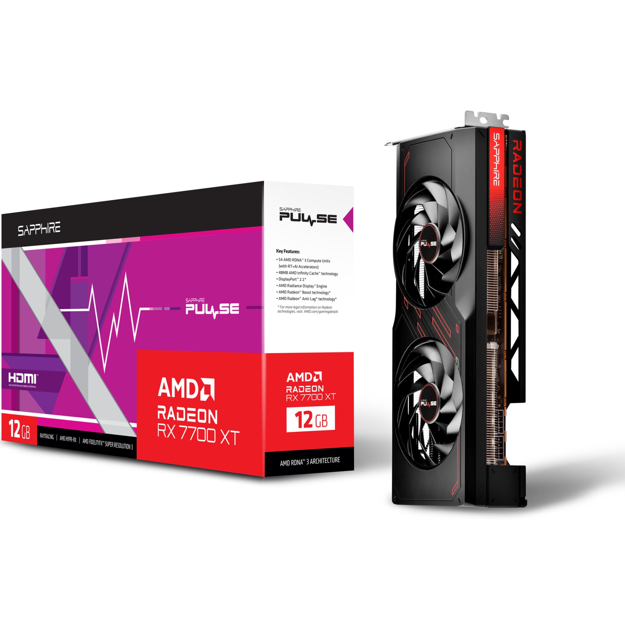 Placa video Sapphire Radeon RX 7700 XT Pulse, 12GB GDDR6, 192 bit - eMAG.ro