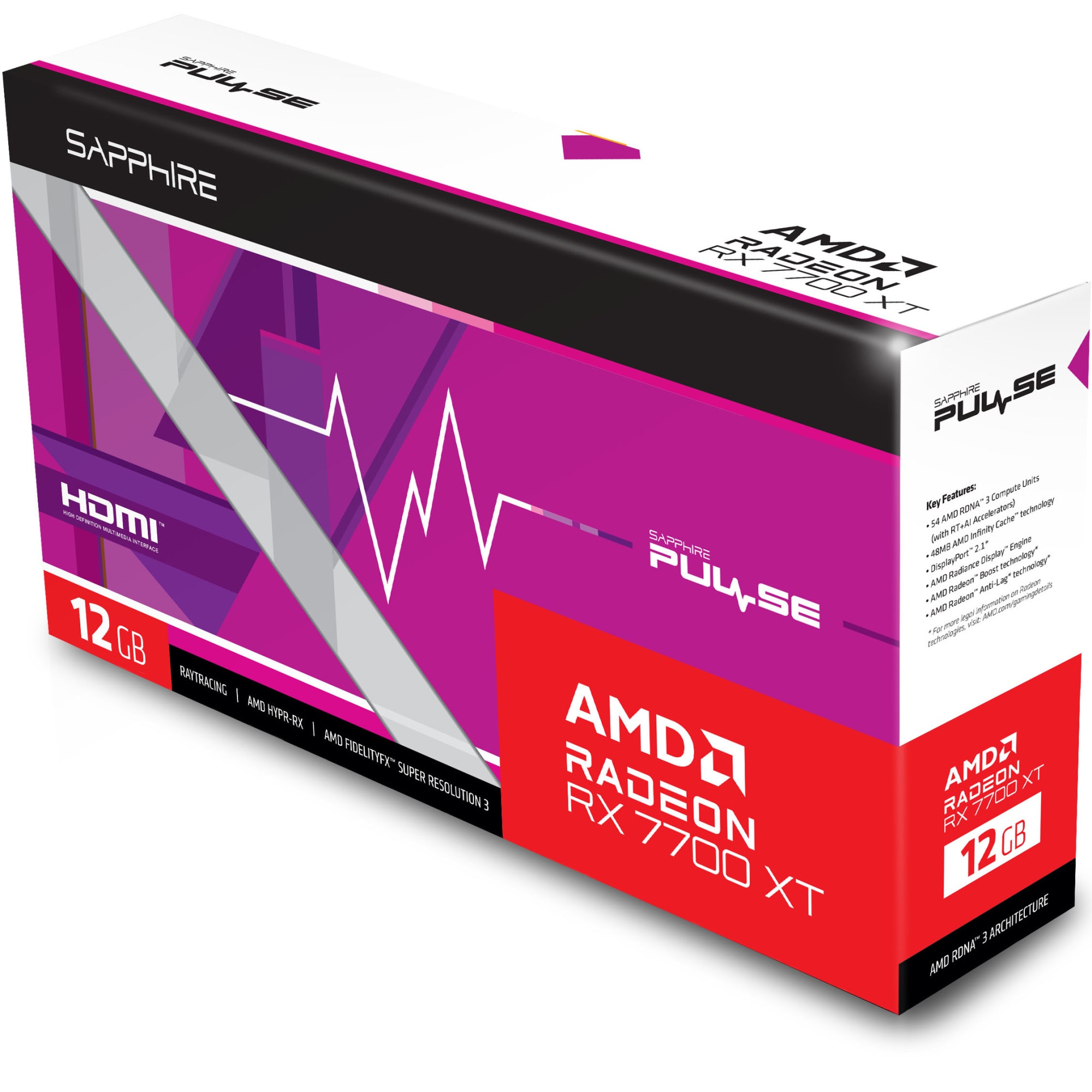 Placa video Sapphire Radeon RX 7700 XT Pulse, 12GB GDDR6, 192 bit - eMAG.ro