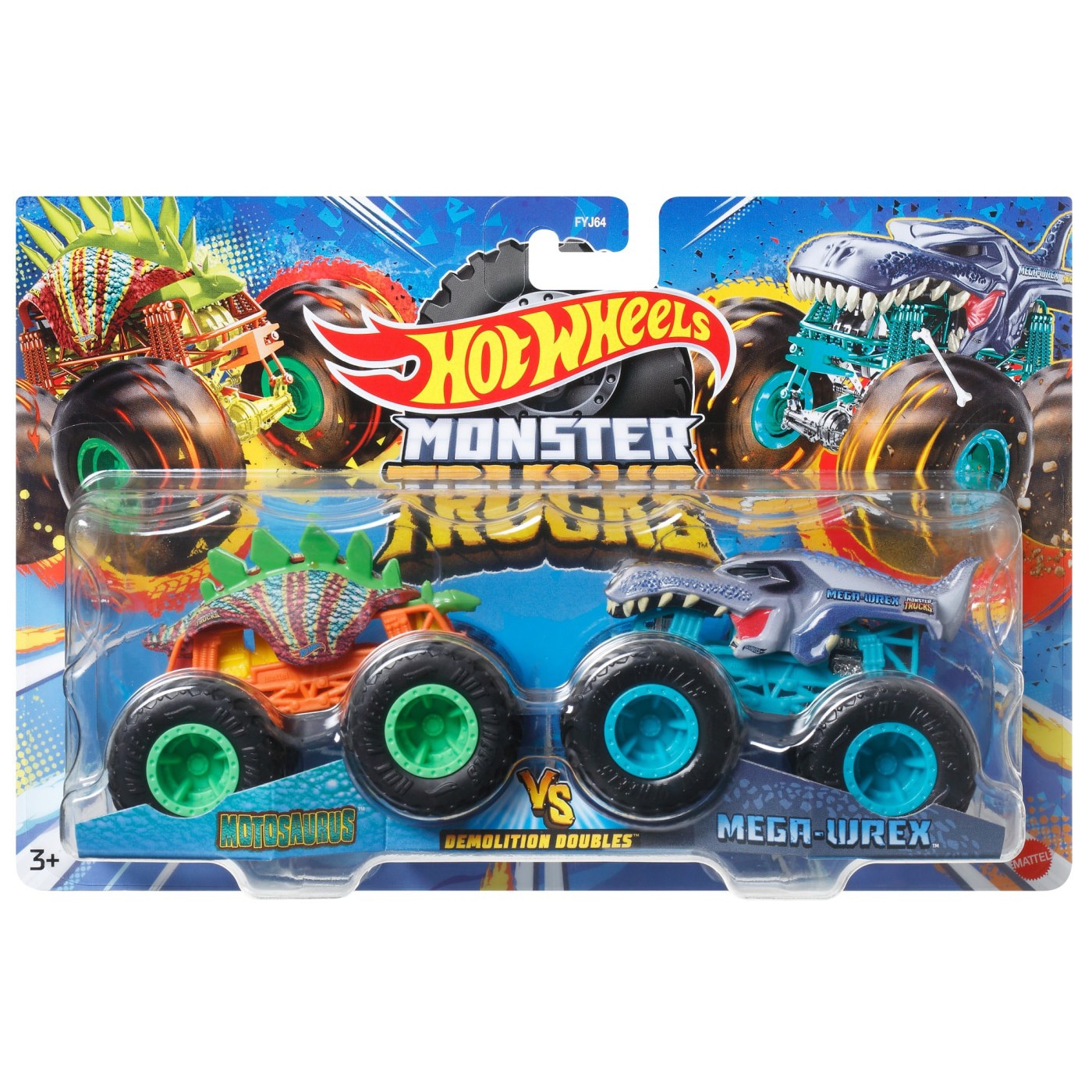 Set 2 masinute Hot Wheels Monster Truck - Motosaurus si Mega Wrex - eMAG.ro
