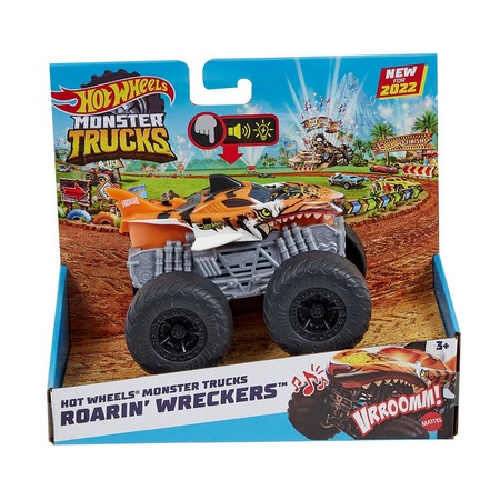 Masinuta Hot Wheels Monster Truck - Roarin Wreckers, Tiger Shark, cu sunete, scara 1:43 - eMAG.ro
