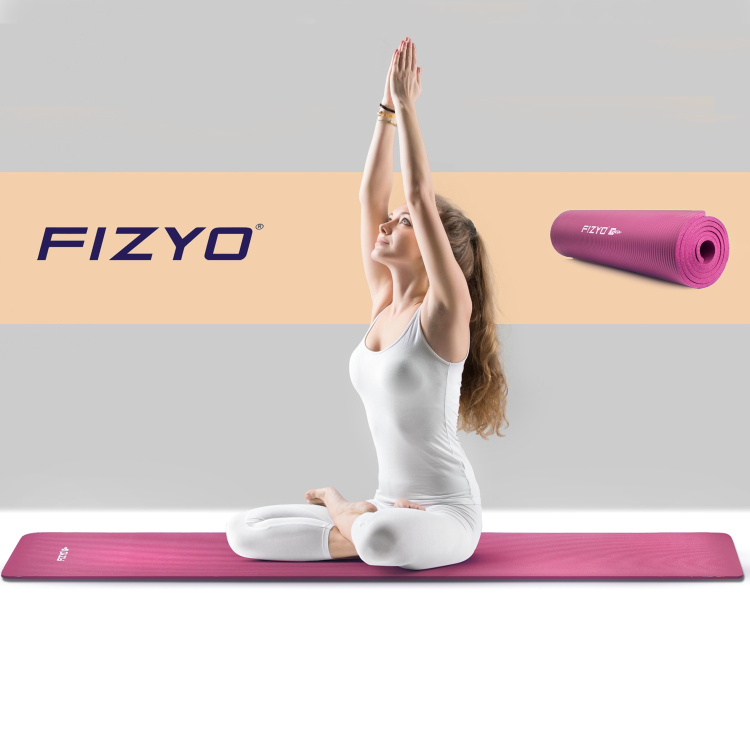 Saltea pentru yoga, fitness, aerobic Fizyo Fityo Pink, 183x61x1cm, Spuma NBR, cauciuc sintetic ...
