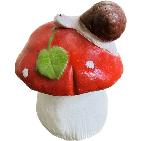 Decoratiune de gradina, Ciuperca cu melc, Inaltime 24 cm - eMAG.ro
