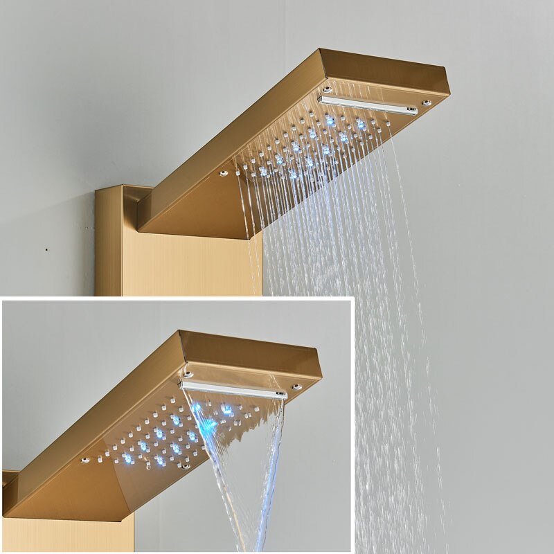 Coloana de dus, LFT8009, LED, ceramica, otel inoxidabil, maner triplu ...