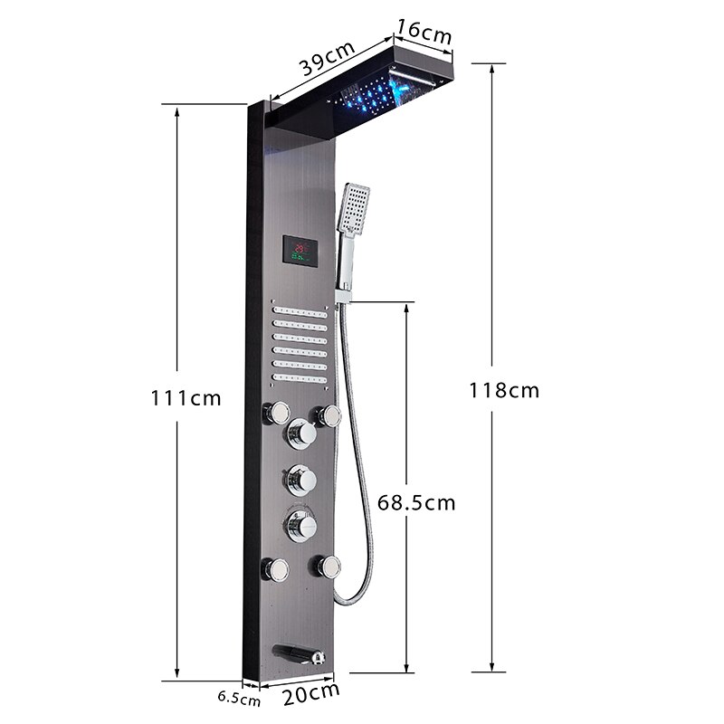 Coloana de dus, LFT8009, LED, ceramica, otel inoxidabil, maner triplu ...