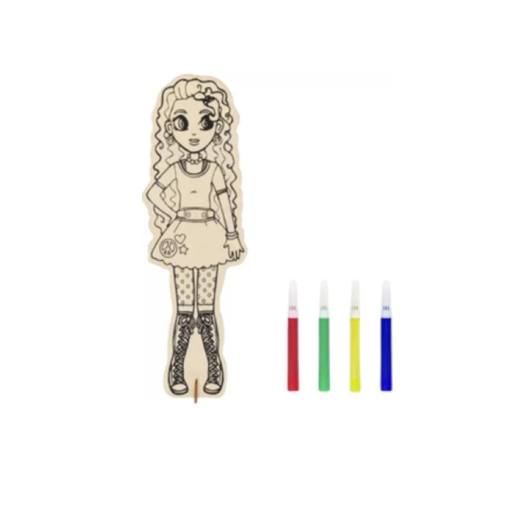 Set Madviun pentru colorat figurina din lemn, cu stand si carioci ...