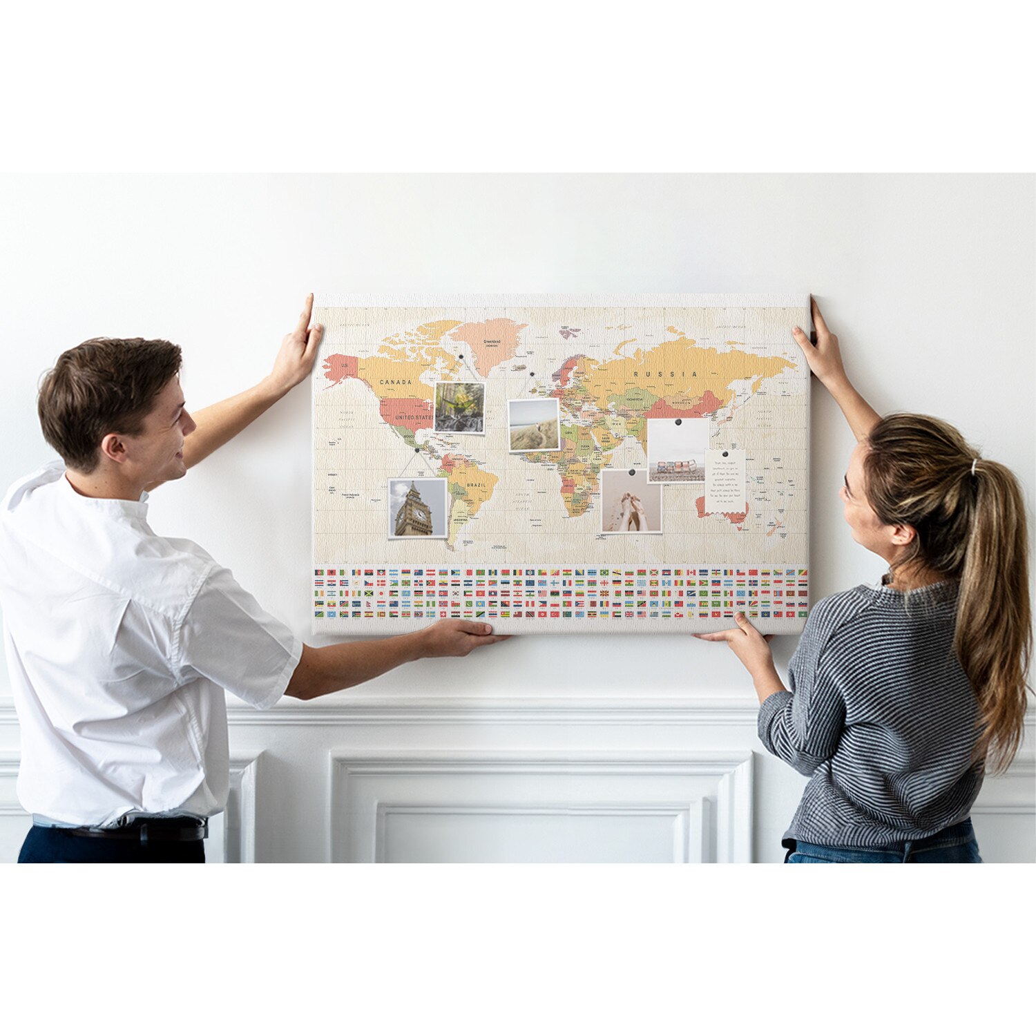 Tabla de pluta, Tulup, Proiect de harta mondiala, Portocale, 100x70 cm ...