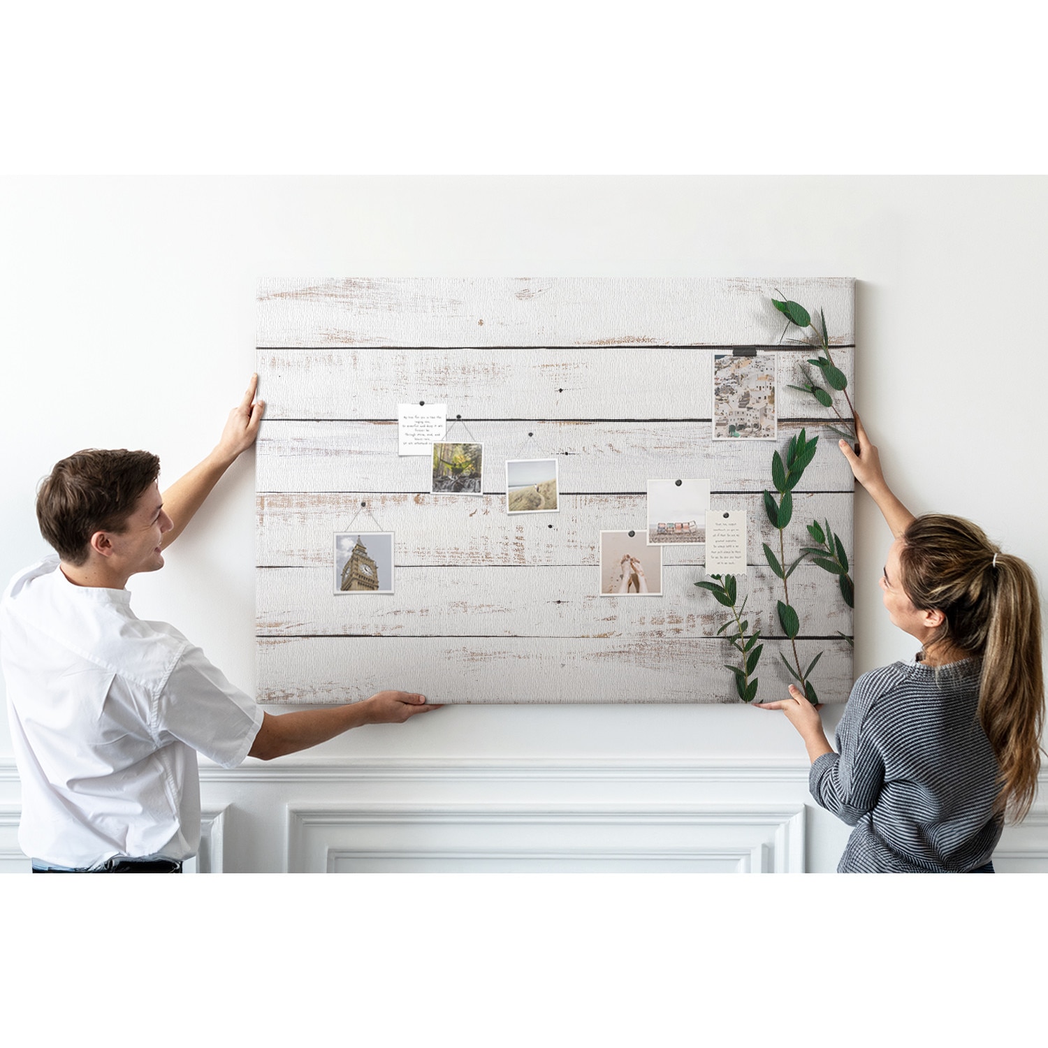 Tabla de pluta, Tulup, Scanduri de lemn, Alb, 140 cm x 100 cm, Culoare ...