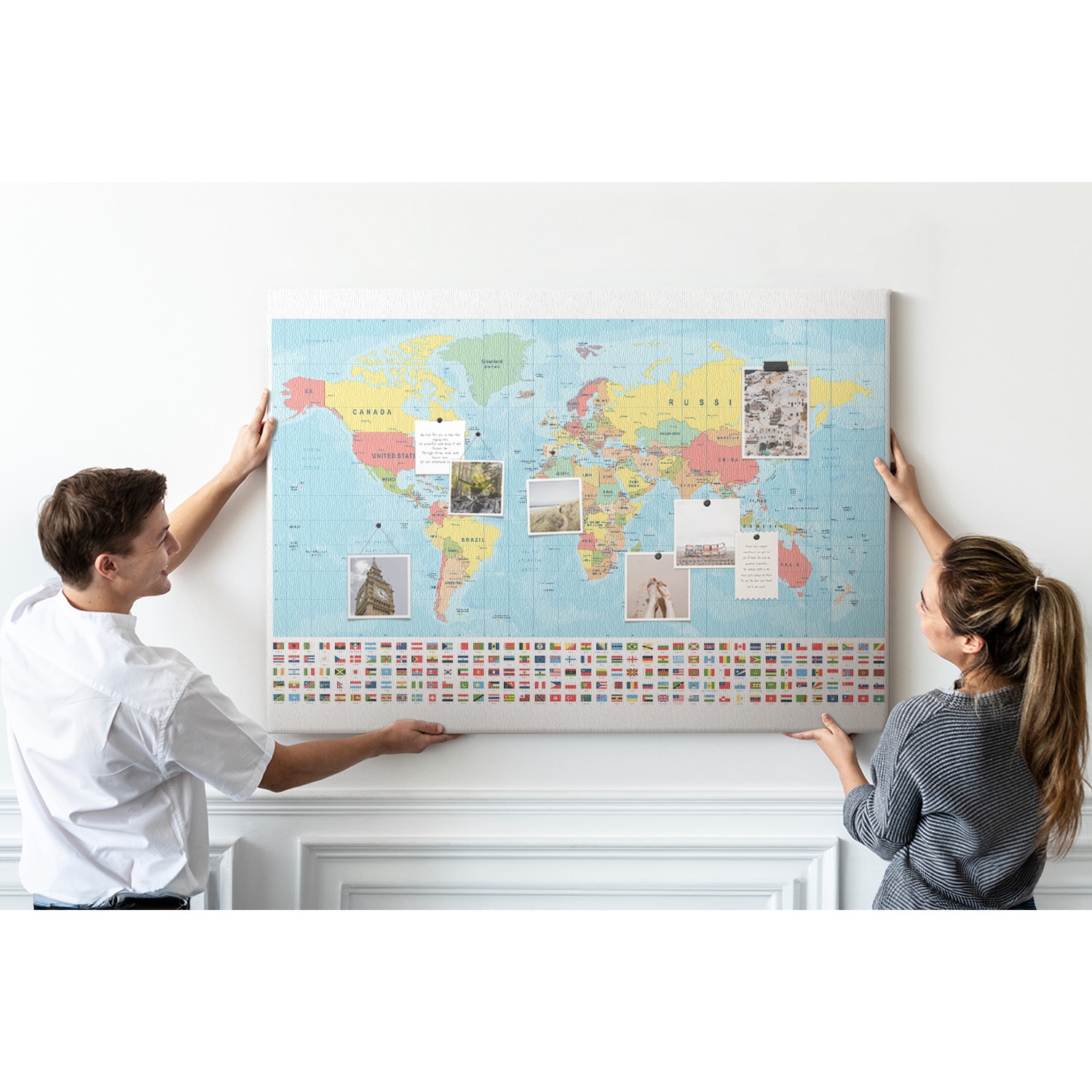 Tabla de pluta, Tulup, Harta lumii geografice, Multicolor, 140 cm x 100 ...