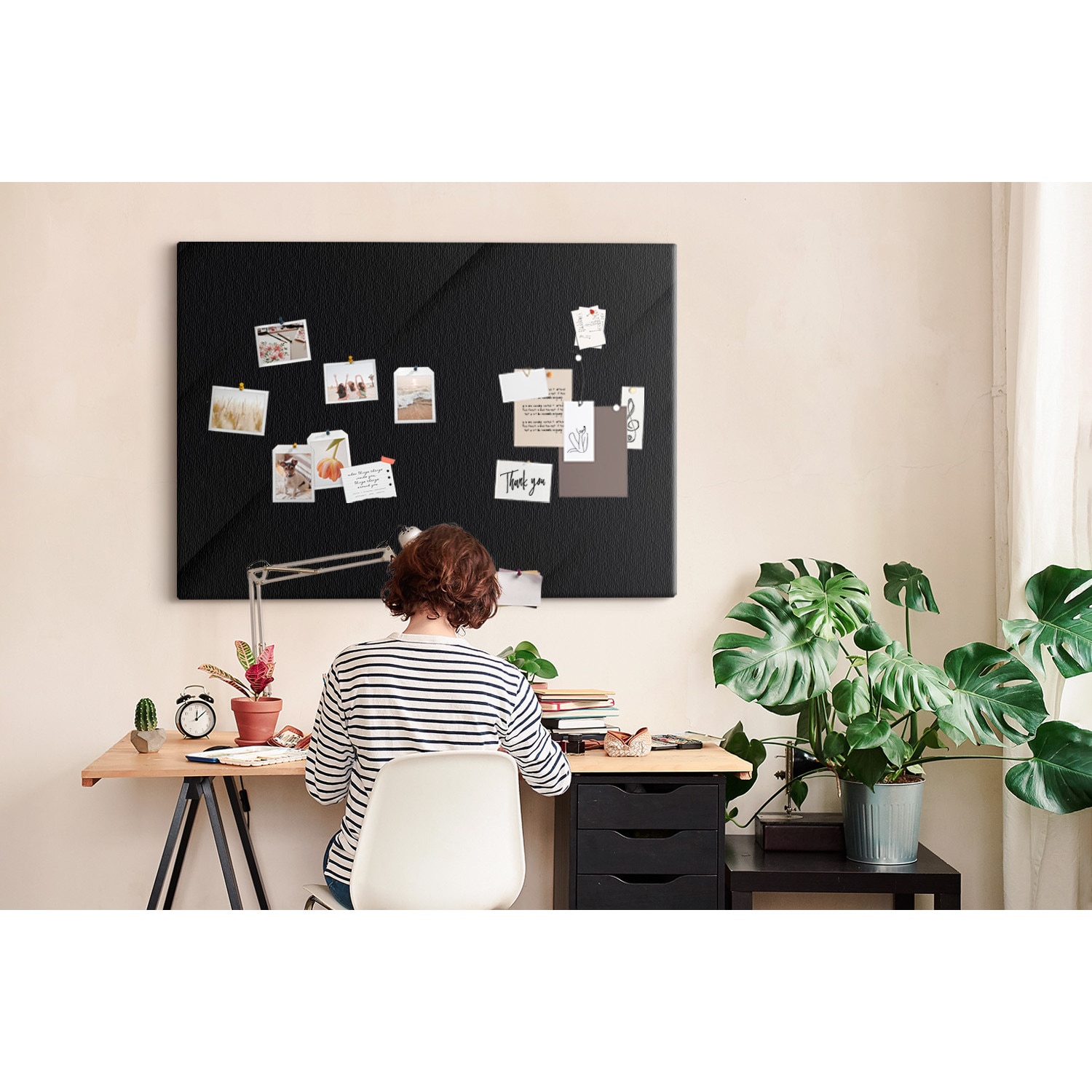 Tabla de pluta, Tulup, Model de perete intunecat, Negru, 140 cm x 100 ...