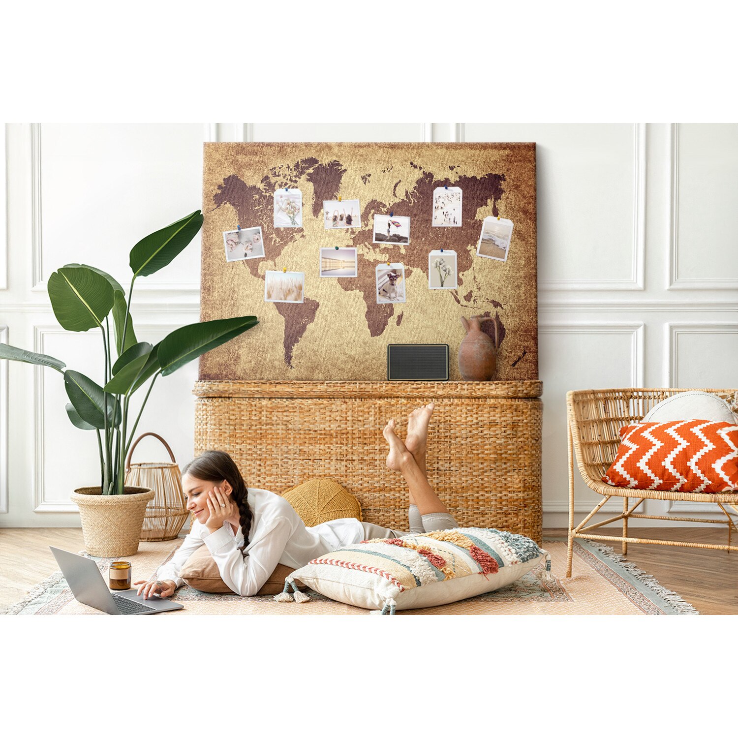 Tabla de pluta, Tulup, Harta veche a lumii, Maro, 140 cm x 100 cm ...