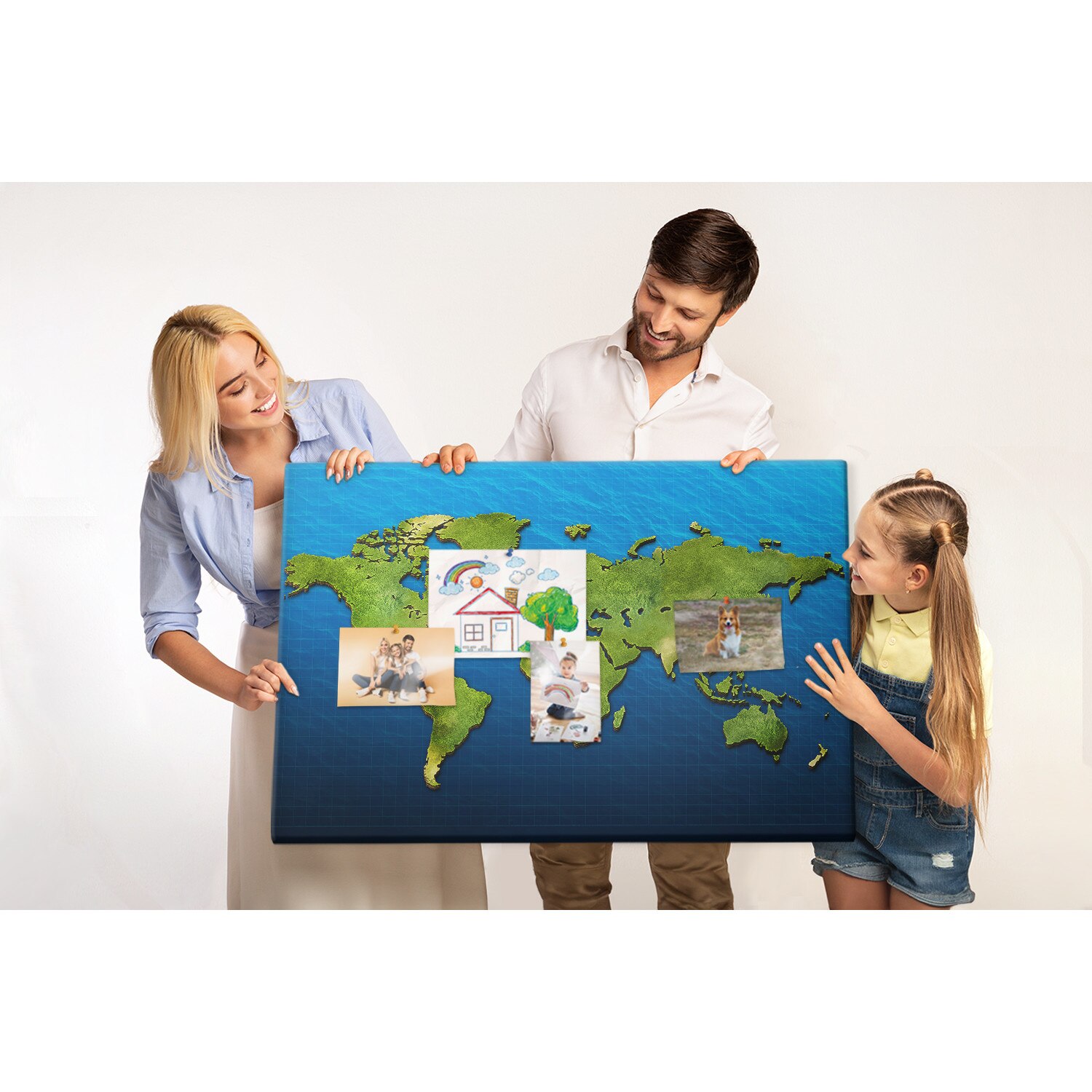 Tabla de pluta, Tulup, harta lumii, Verde, 120 cm x 80 cm, Metal ...