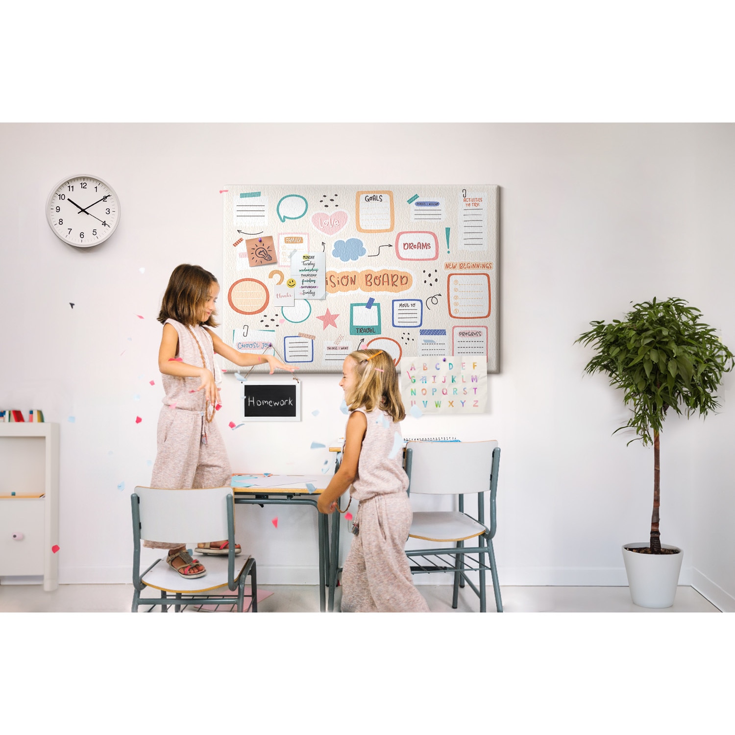 Tabla de pluta, Tulup, Placa de viziune colorata, Multicolor, 120 cm x ...