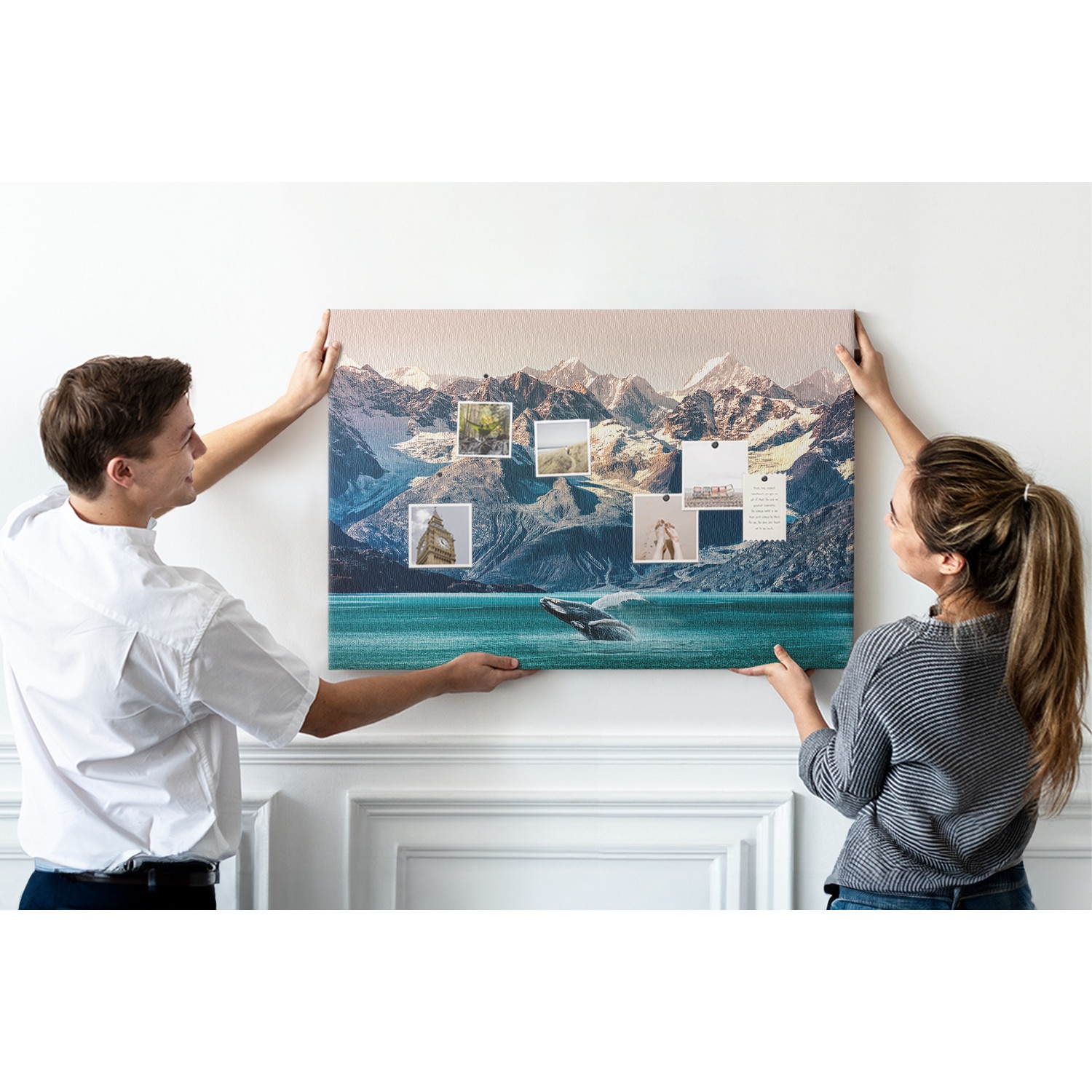 Tabla de pluta, Tulup, Apa de balena, Multicolor, 100 cm x 70 cm, Lemn ...