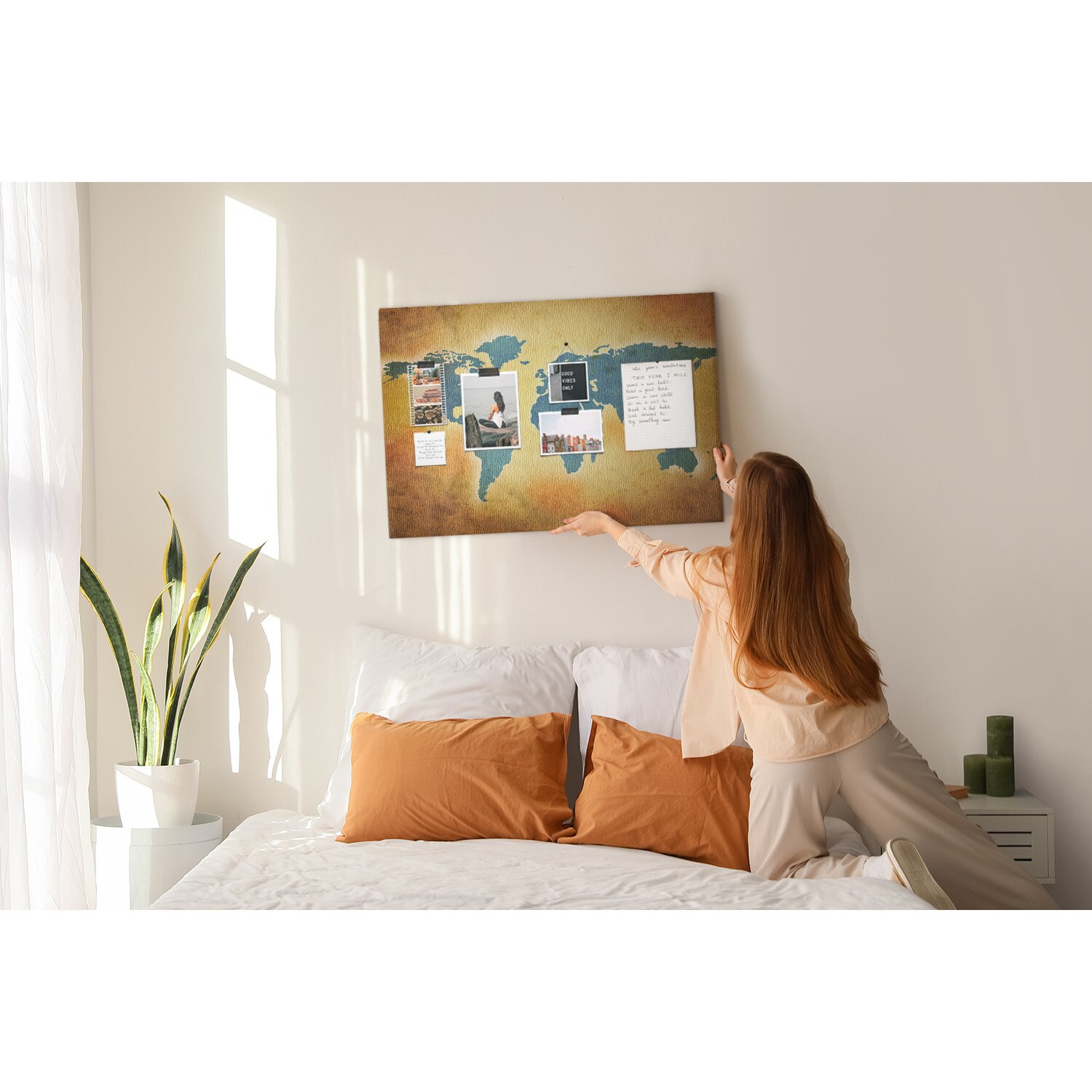 Tabla de pluta, Tulup, Harta veche a lumii, Multicolor, 100 cm x 70 cm ...