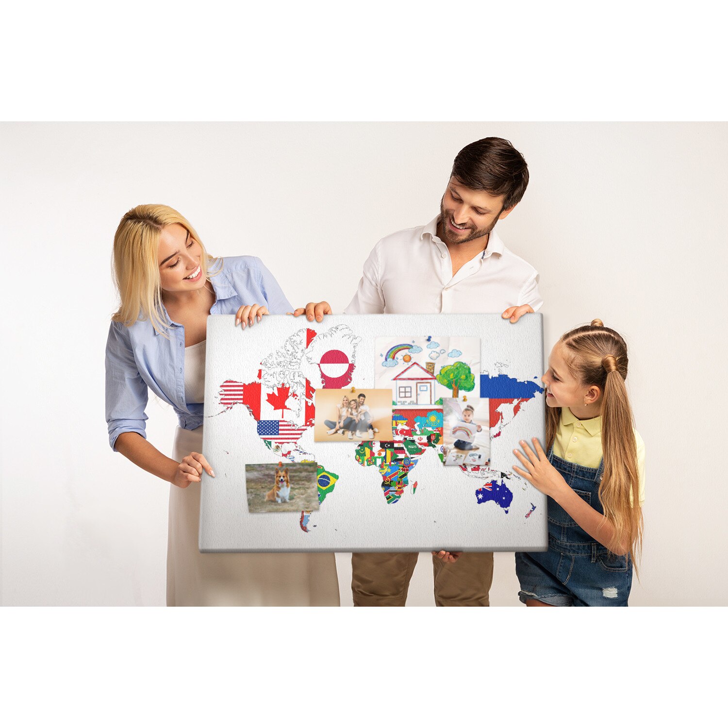 Tabla de pluta, Tulup, Harta steagurilor nationale, Alb, 100 cm x 70 cm ...