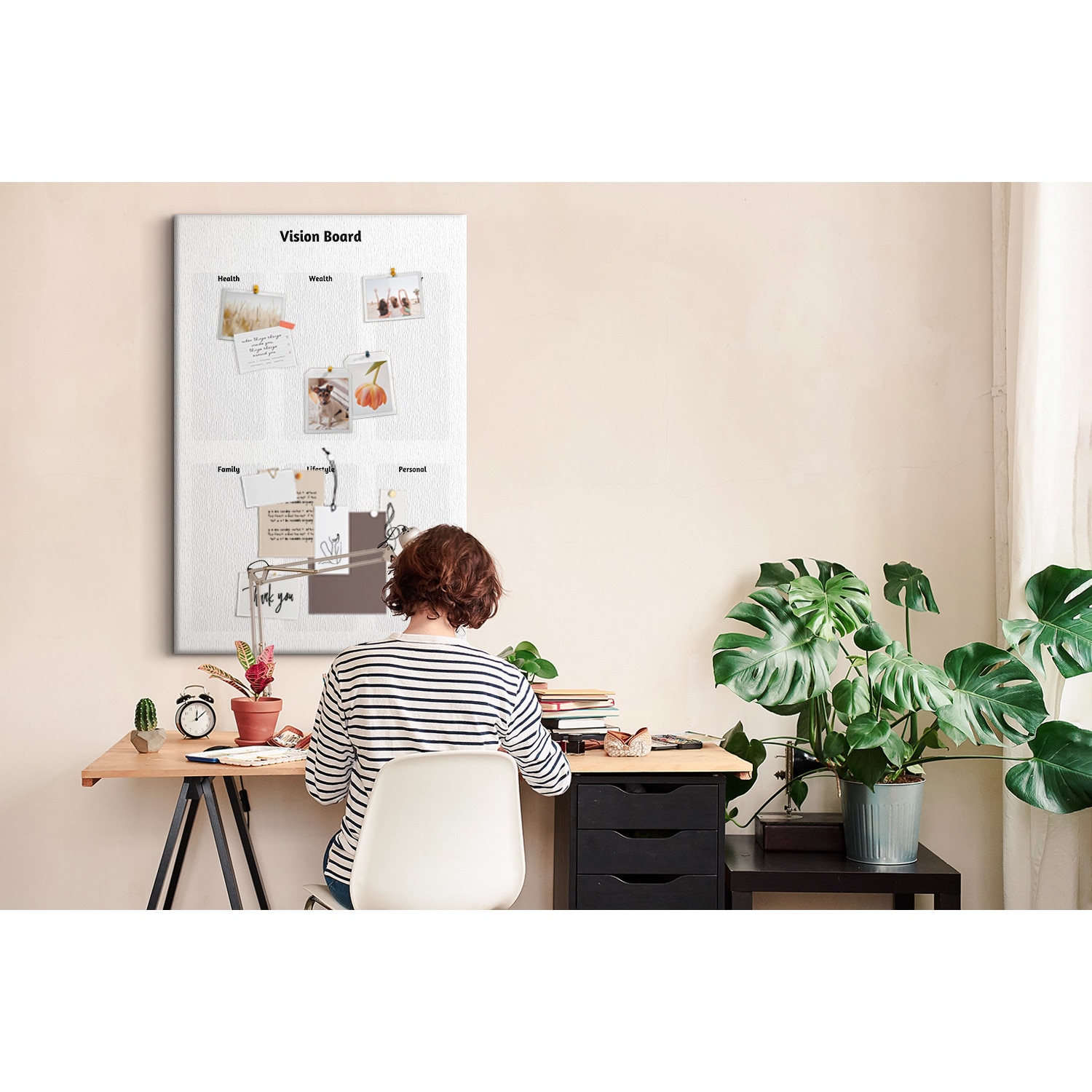 Tabla de pluta, Tulup, Board Vision, Alb, 80 cm x 120 cm, Lemn ...