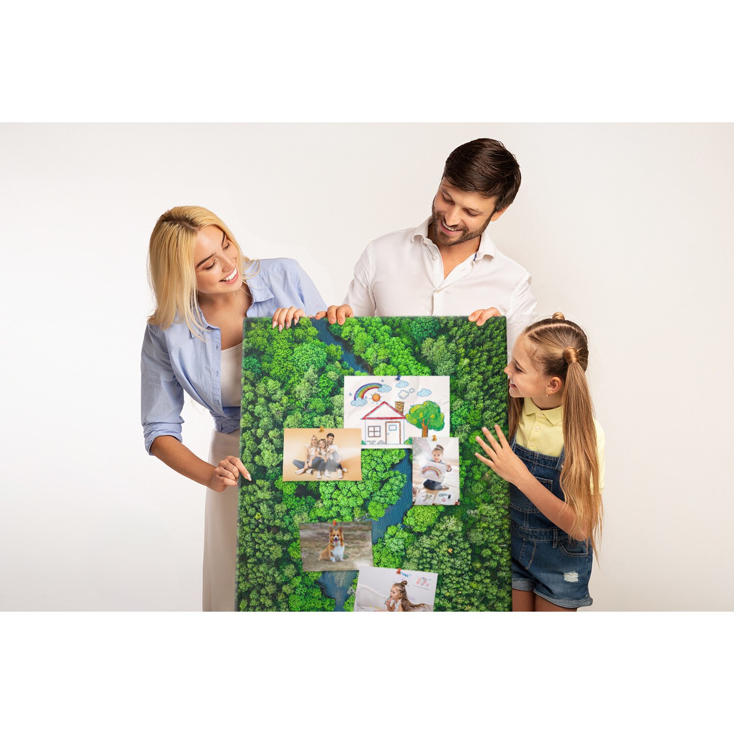 Tabla de pluta, Tulup, Rau in padure, Verde, 80 cm x 120 cm, Metal ...